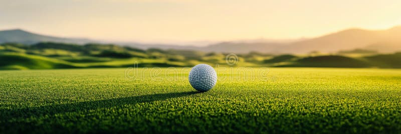Golf Banner. Golf Ball on the Tee in a Beautiful Green Landscape Stock ...