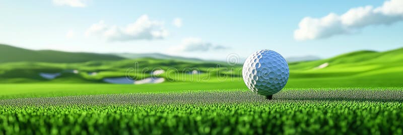 Golf Banner. Golf Ball on the Tee in a Beautiful Green Landscape Stock ...