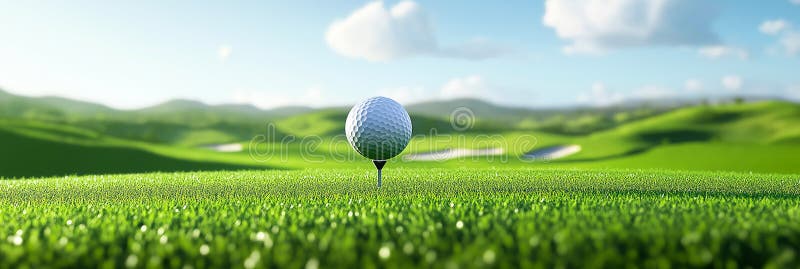 Golf Banner. Golf Ball on the Tee in a Beautiful Green Landscape Stock ...