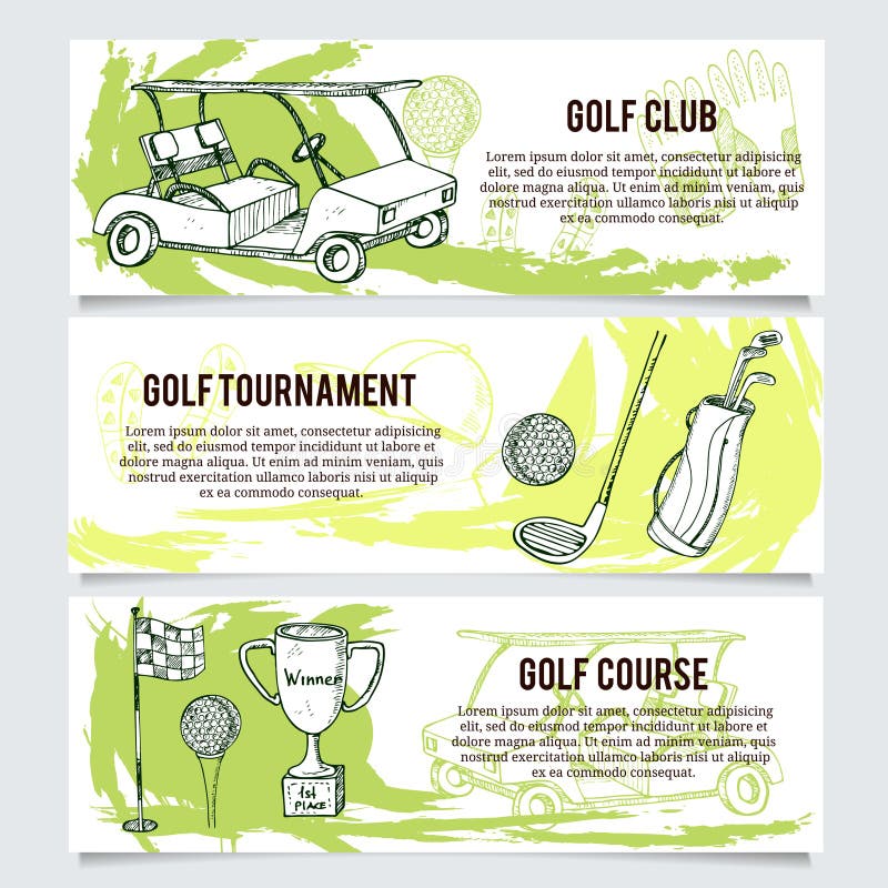 Golf Banners or Website Header Set Stock Vector - Illustration of ...