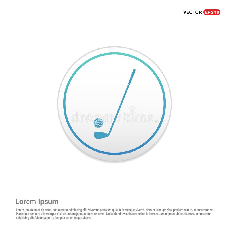 Golf Bat Icon - White Circle Button Stock Vector - Illustration of flag ...