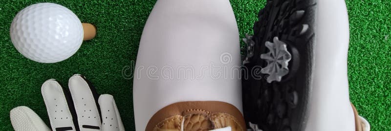 Golf Boots Made of Leather Glove and Ball Stock Photo - Image of lace ...