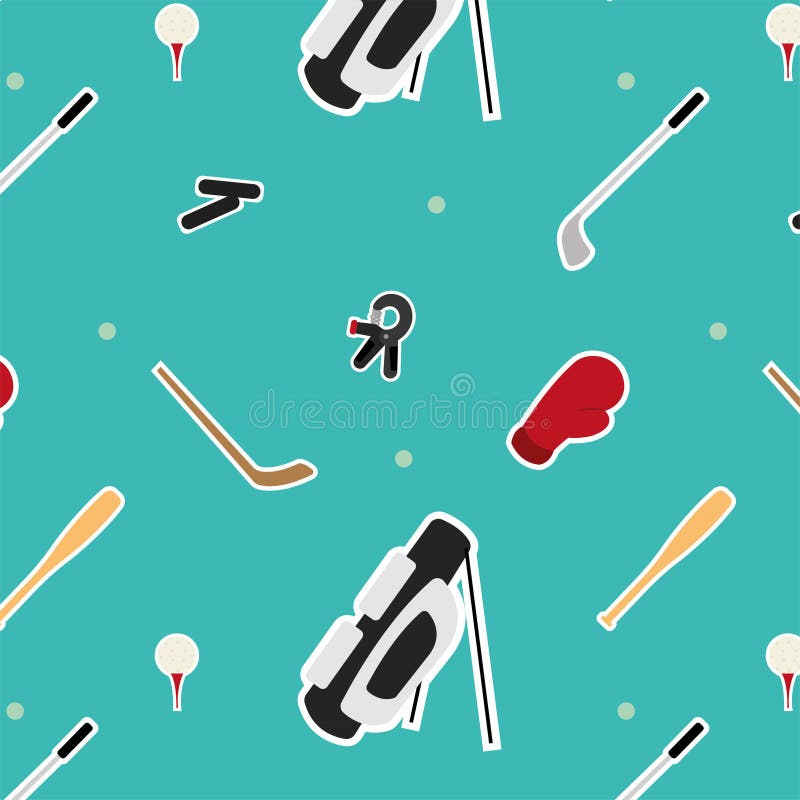Golf and Boxing Items Pattern. Vector Stock Illustration - Illustration ...