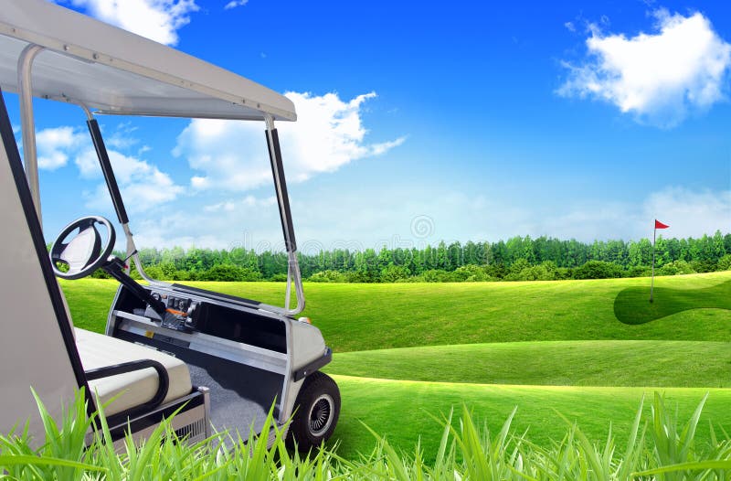 Golf caddie car stock photo. Image of lake, scenery, cart - 20892382