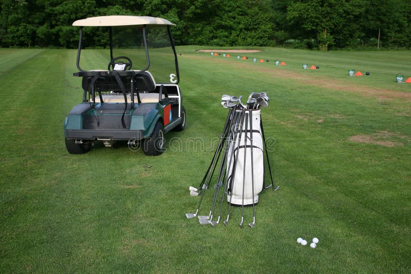 Golf-car and golf-clubs stock image. Image of germany - 8350049