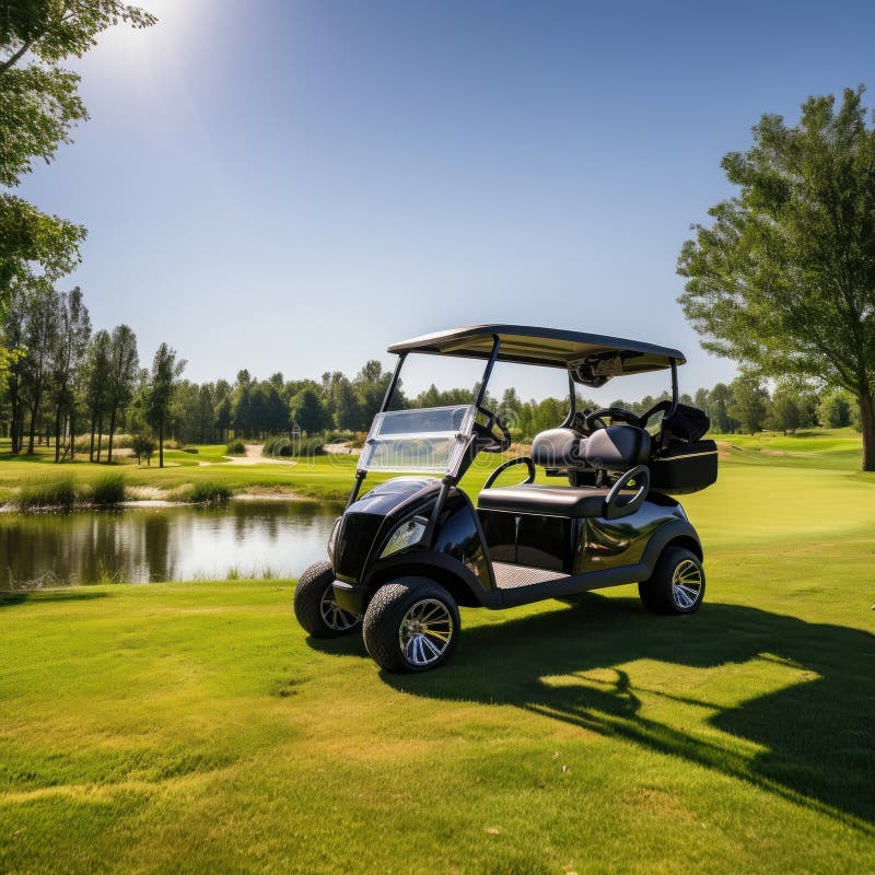 A Golf Car on the Golf Course Stock Illustration - Illustration of ...