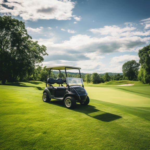 A Golf Car on the Golf Course Stock Illustration - Illustration of ...