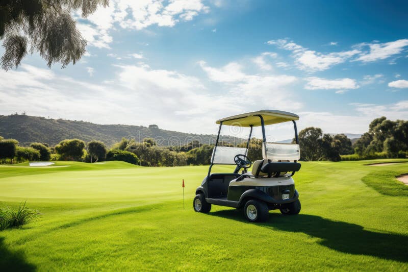 A Golf Car on the Golf Course Stock Illustration - Illustration of ...