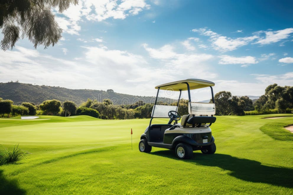 A Golf Car on the Golf Course Stock Illustration - Illustration of ...