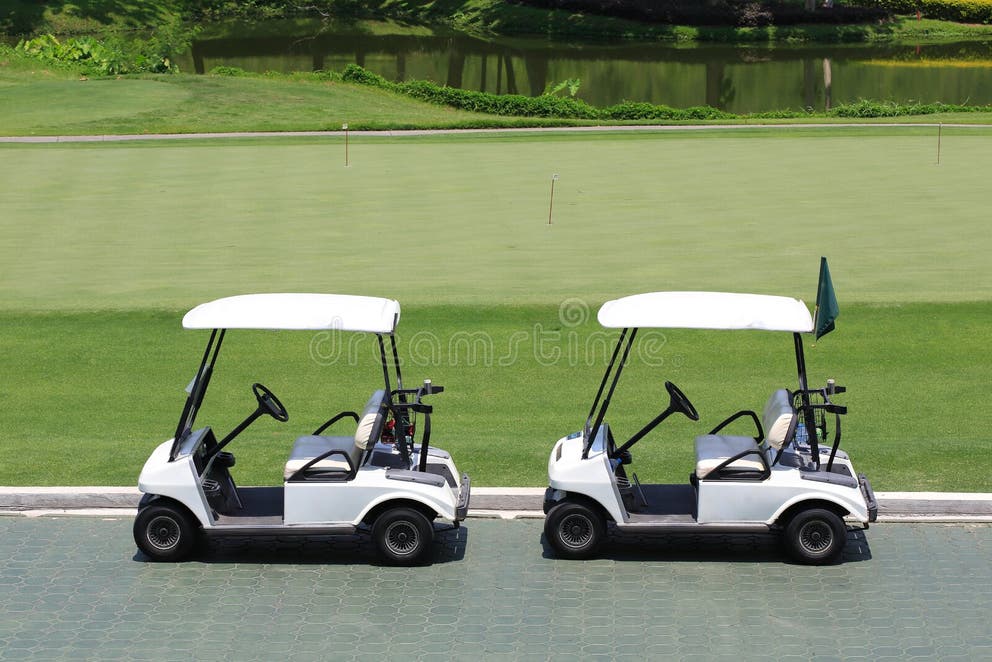 Golf car in golf course stock photo. Image of leisure - 43072550