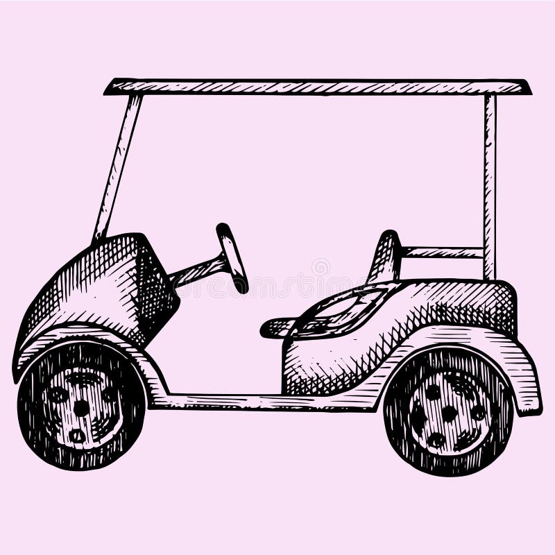 Golf Cart Hand Drawn Stock Illustrations – 156 Golf Cart Hand Drawn ...