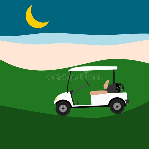 Golf cart at night stock vector. Illustration of game - 75082357