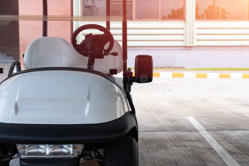 Golf cart, park the garage stock image. Image of luxury - 147293791