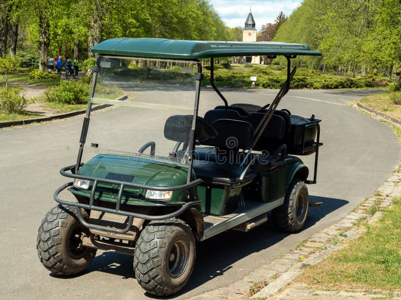 Golf Cart on the Track in the Park. Stock Photo - Image of outdoor ...