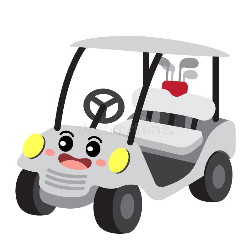 Golf Cart Transportation Cartoon Character Perspective View Vector Illustration Stock Vector
