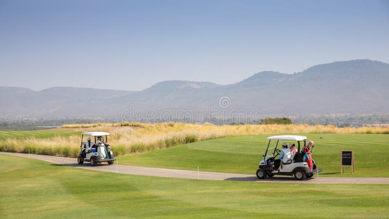 Golf Carts on a Golf Course in Thailand Stock Image - Image of ...