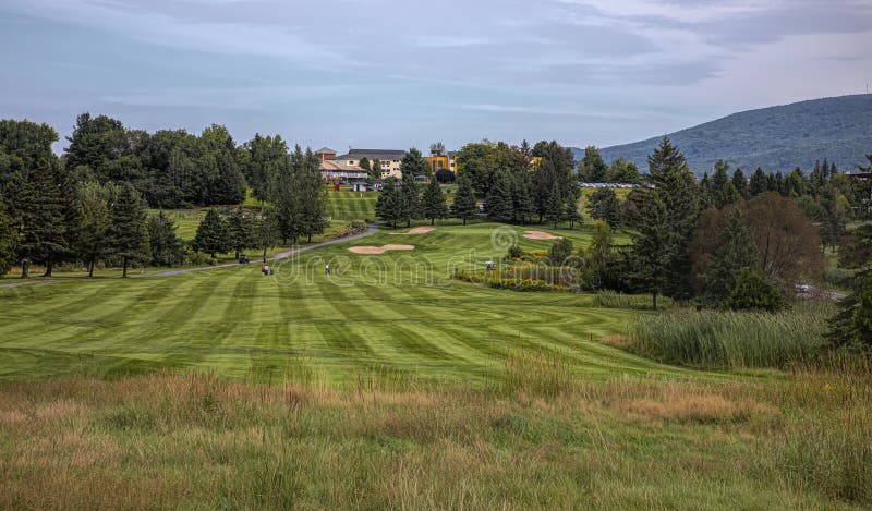 The Chateau Bromont Golf Course on a Beautiful Summer Day in Bromont, Quebec, Canada Stock Image ...