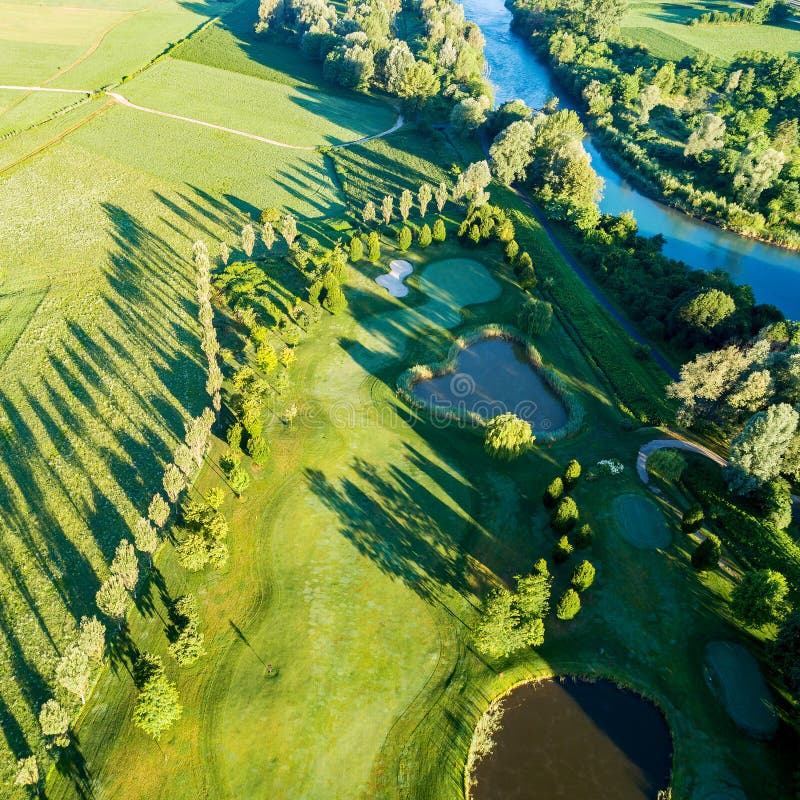 Golf Club, Aerial view stock image. Image of meadows - 205614801