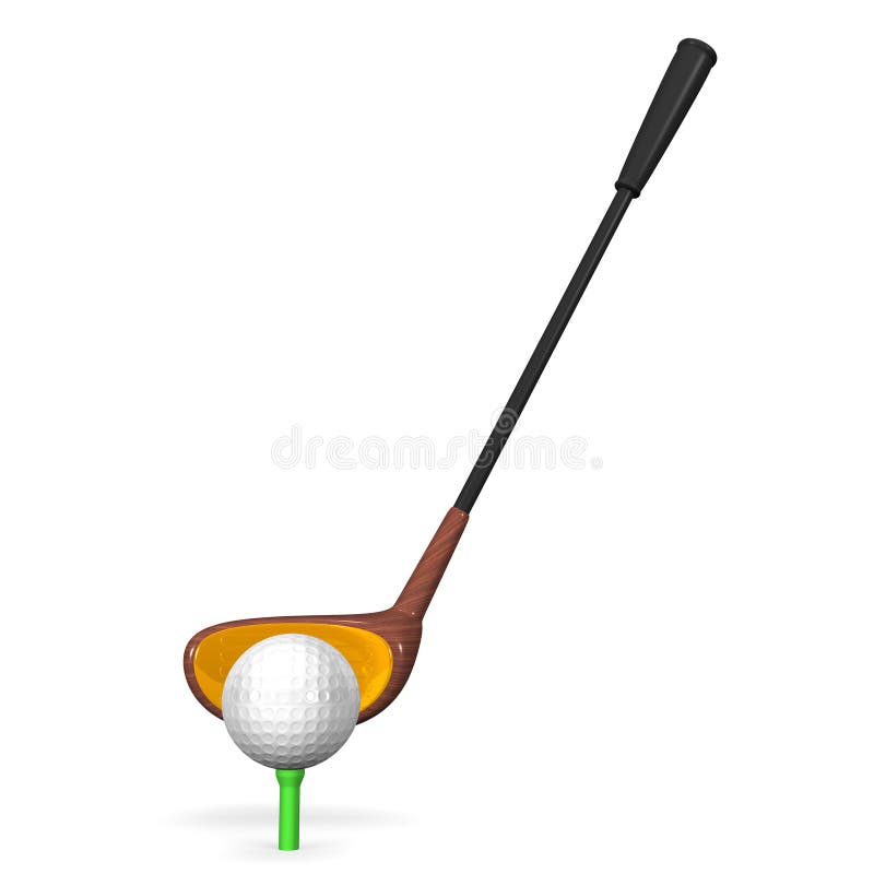 Golf Club and Ball Front View Stock Illustration - Illustration of ...