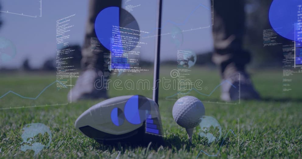 Golf Club and Ball on Grass with Data Processing Image Overlay Stock ...