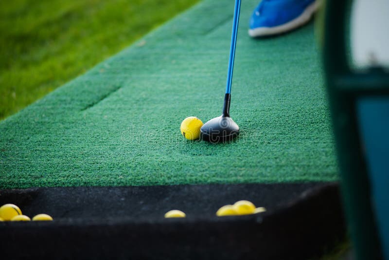 Golf Club and Ball on Green Grass, Close-up Stock Image - Image of ...