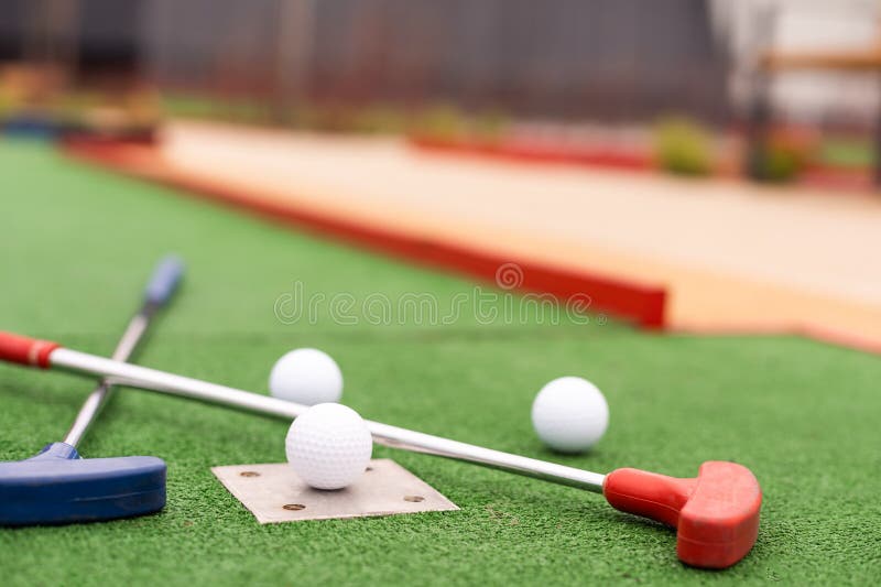 Golf club, ball and hole stock image. Image of roll - 275936059