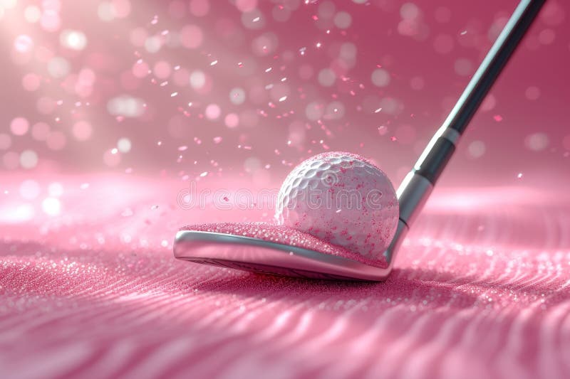 A Golf Club and a Ball in a Pink Room Stock Photo - Image of game ...