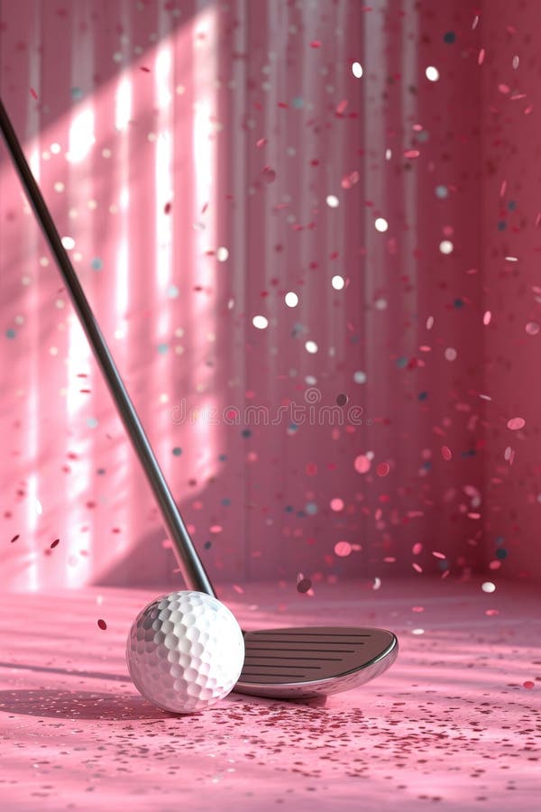 A Golf Club and a Ball in a Pink Room Stock Photo - Image of game ...