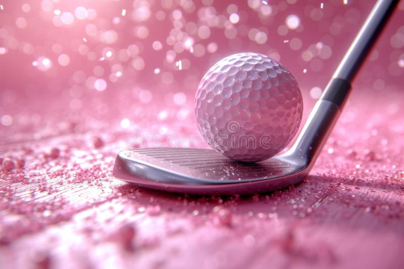 A Golf Club and a Ball in a Pink Room Stock Photo - Image of game ...