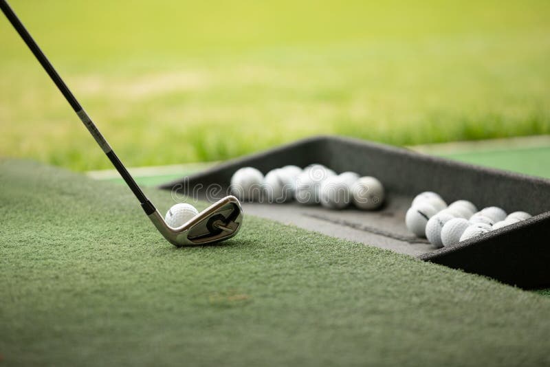 Golf Club and Balls in Grass. Close Up Stock Photo - Image of club ...