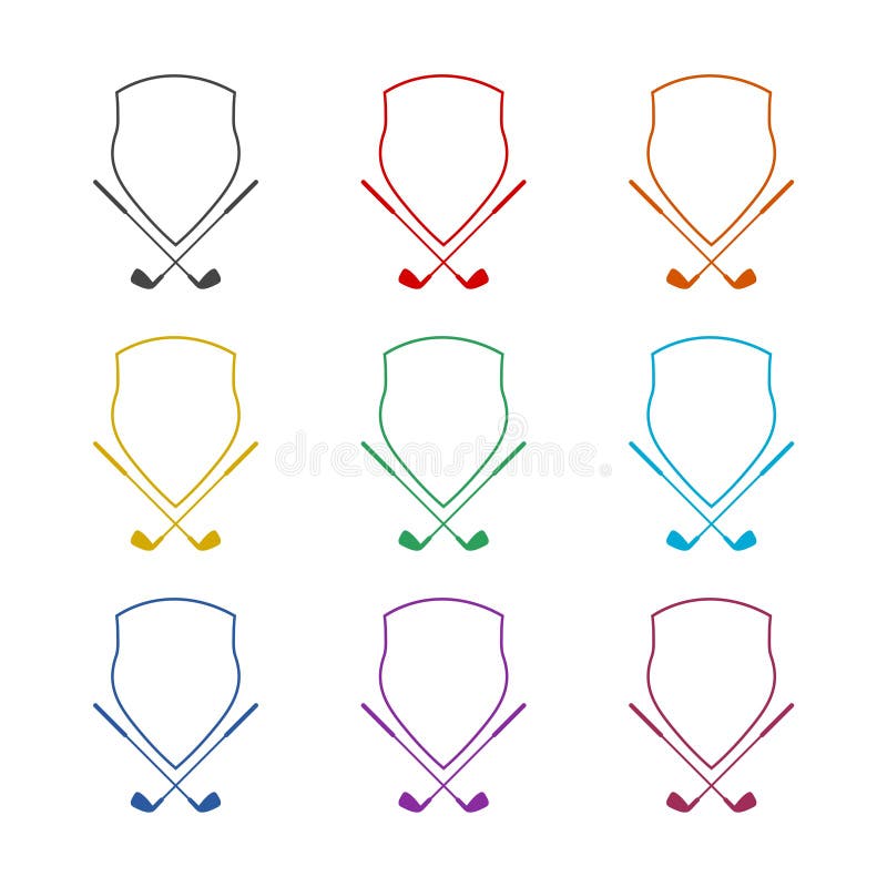 Golf Club Emblem Logo Icon, Color Set Stock Vector - Illustration of ...