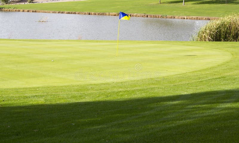 Golf Course Tough Hole, Continental Golf Club field with a pond; Scottsdale