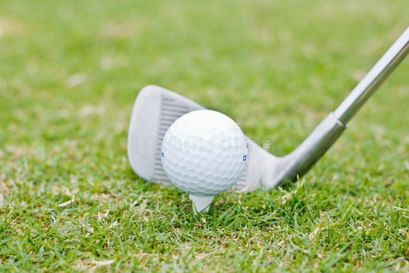 Golf Club and Golf Ball on Grass Stock Image - Image of resort ...