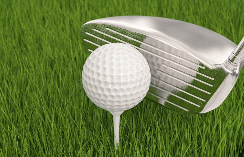 Golf Club with Golf Ball on Tee Side View Stock Photo - Image of ...