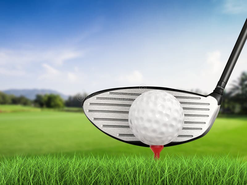 Golf Club with Golf Ball on Tee Side View Stock Photo - Image of ...