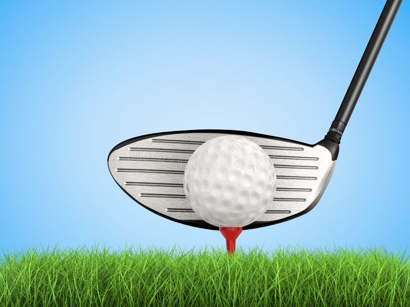Golf Club with Golf Ball on Tee Side View Stock Photo - Image of ...