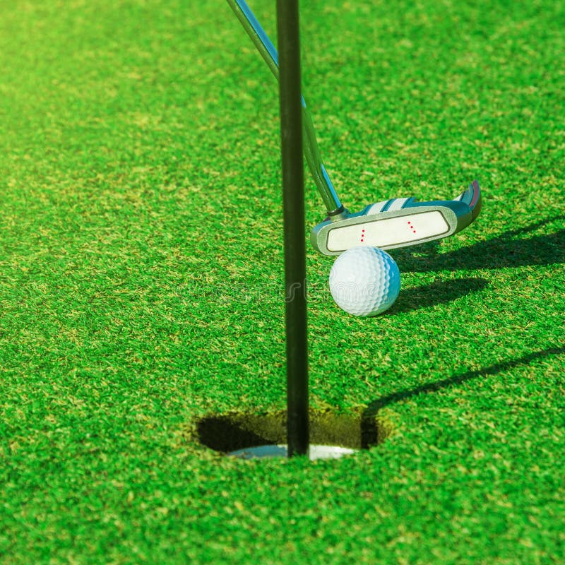 Golf Club. Green Field and Ball in Grass Stock Photo - Image of ball ...