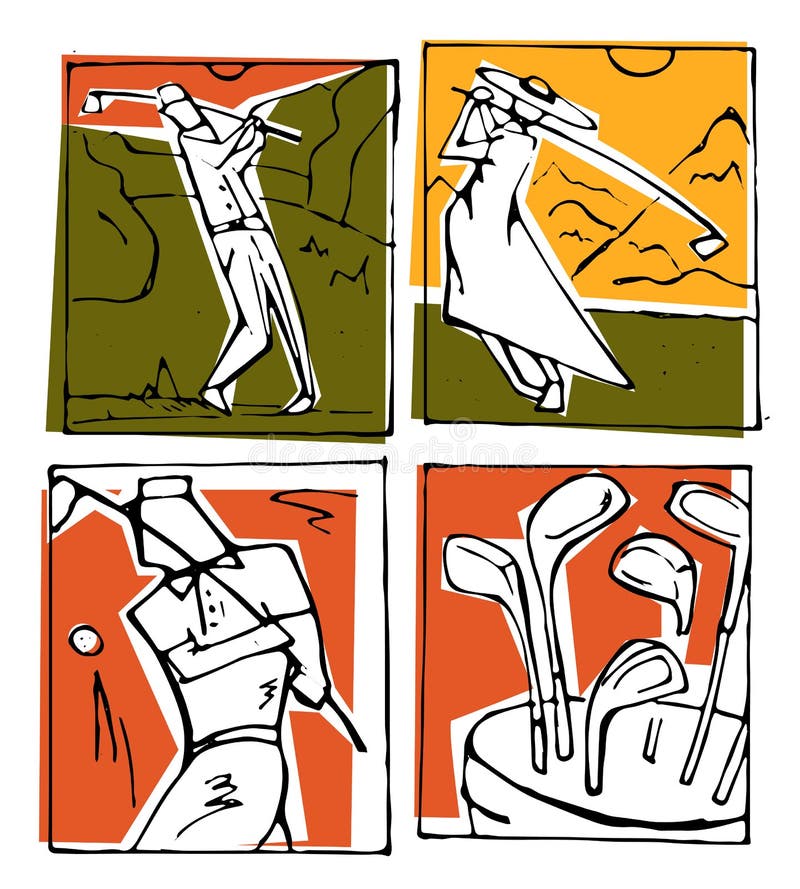 Golf Club Icons Posters Set. Stock Vector - Illustration of emblem ...