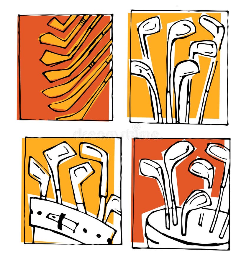 Golf Club Icons Posters Set. Stock Vector - Illustration of icon, play ...