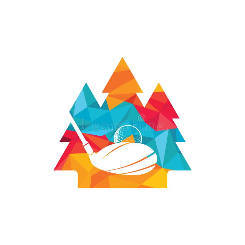 Golf Pine Tree Vector Logo Design. Stock Vector - Illustration of hobby ...