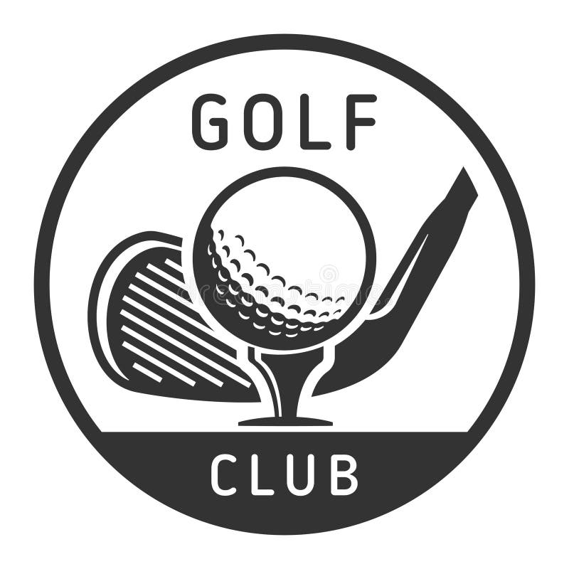 Golf Club Logo with a Golf Ball on a Tee and a Club Behind it Stock ...