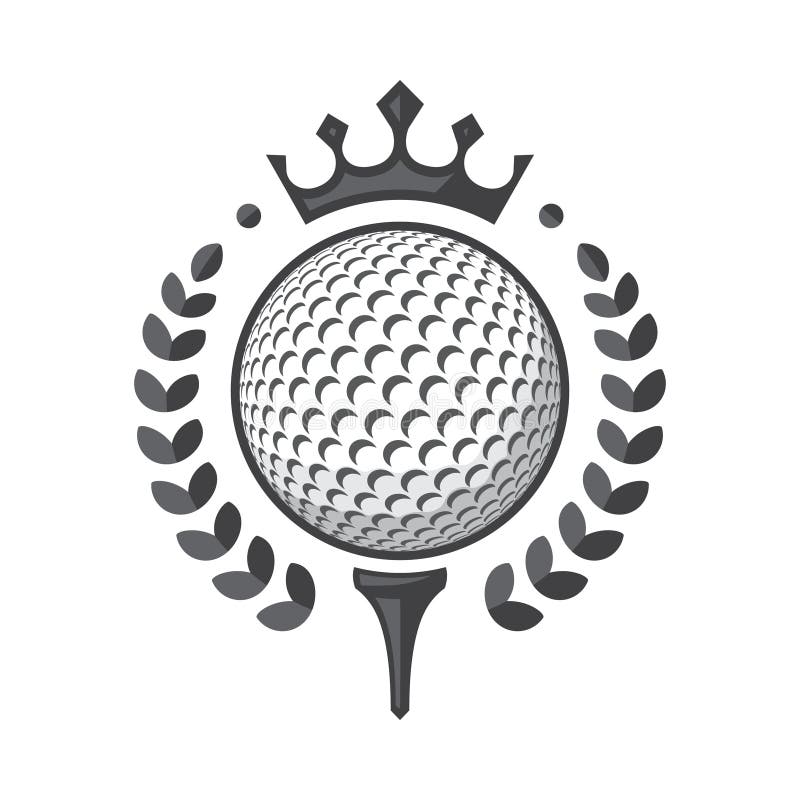 Golf Ball Vector Logo Golf Ball On Tee With Wreath And Crown Stock