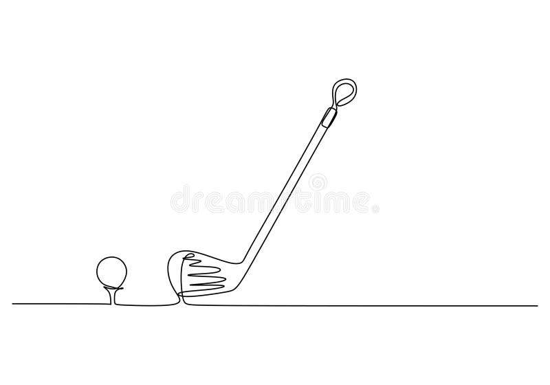 Golf Club One Line Drawing: Continuous Hand Drawn Sport Theme Object ...