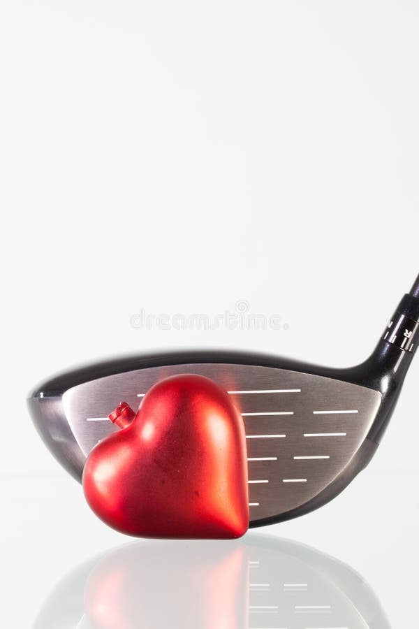 Golf Club and Red Heart on a Glass Table Stock Image - Image of leisure ...