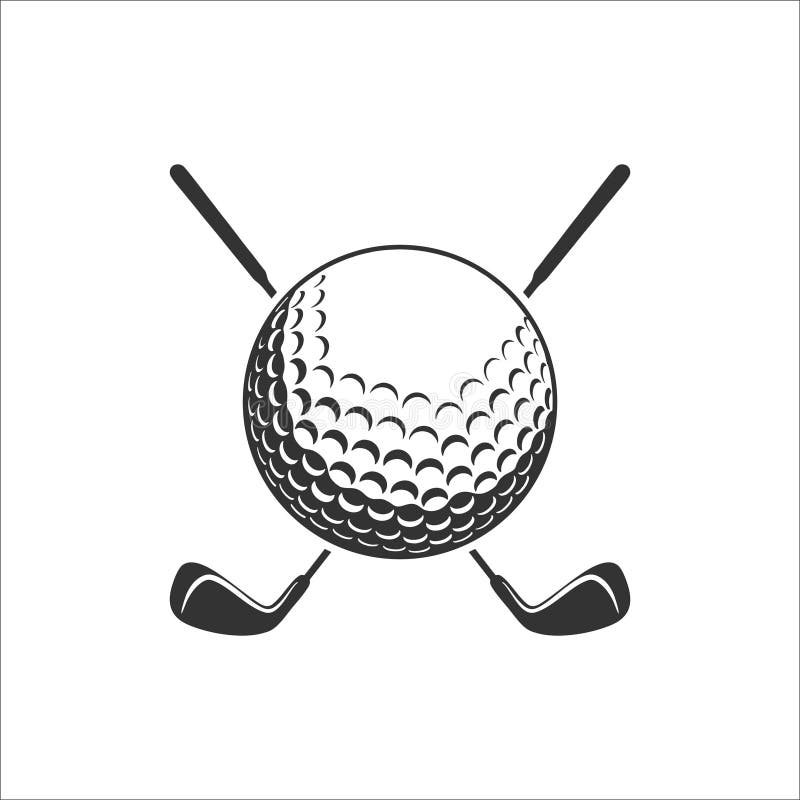 Golf Clubs Logo with Ball and Golf Sticks Stock Vector - Illustration ...
