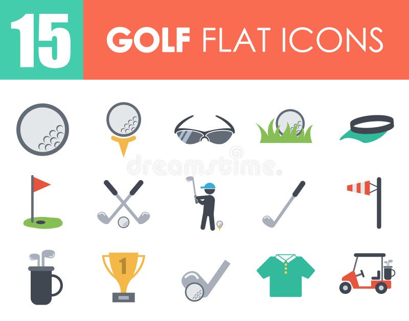 Golf color icon set stock vector. Illustration of club - 246112709