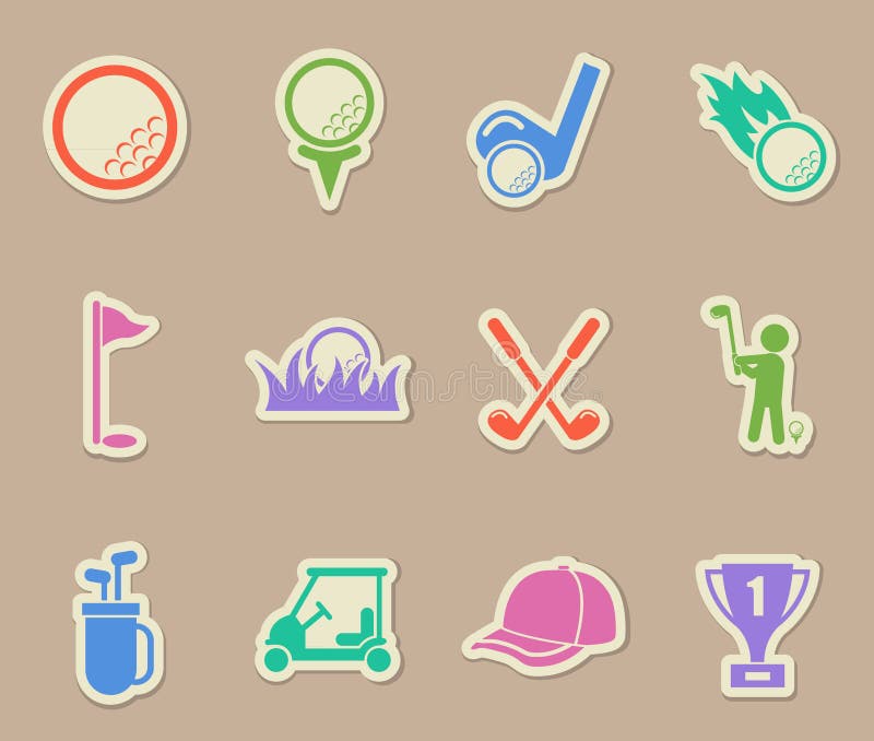 Golf color paper stickers stock vector. Illustration of club - 246114322