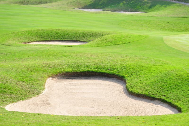 Golf Course Green Grass Hill Field with Holes Stock Image - Image of ...