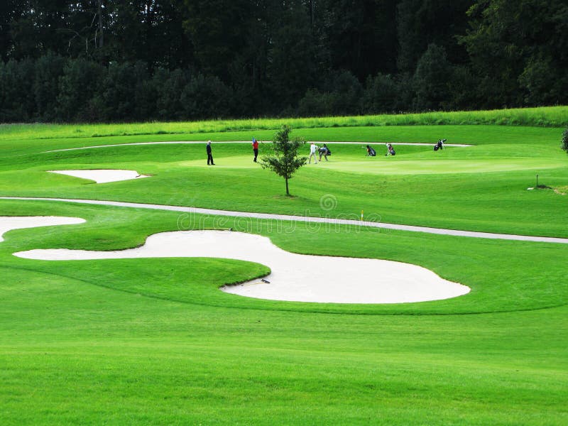 Golf course stock image. Image of tree, blue, house, luxury - 2446013
