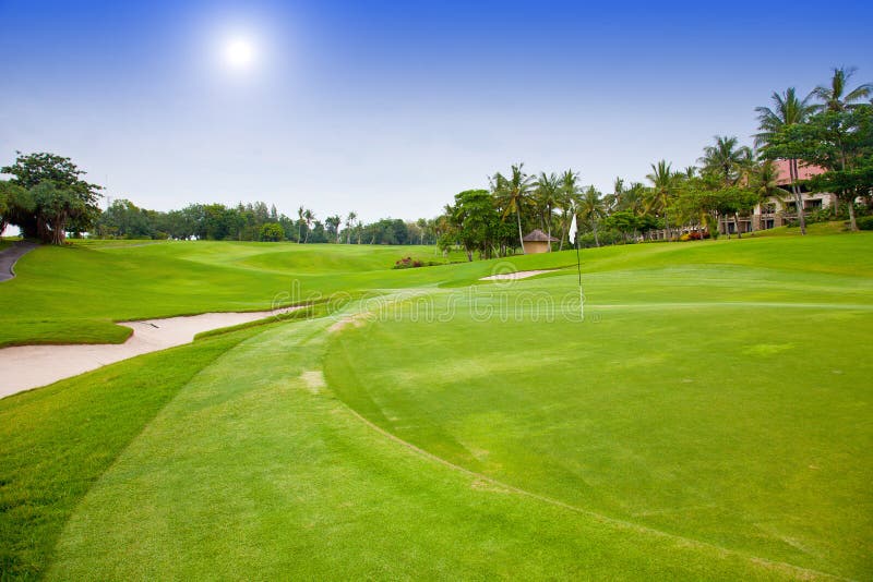 Golf course stock image. Image of leisure, grass, land - 16563439